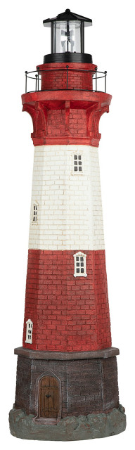 Coastal Shoal Solar Lighthouse Statue - Beach Style - Garden Statues ...
