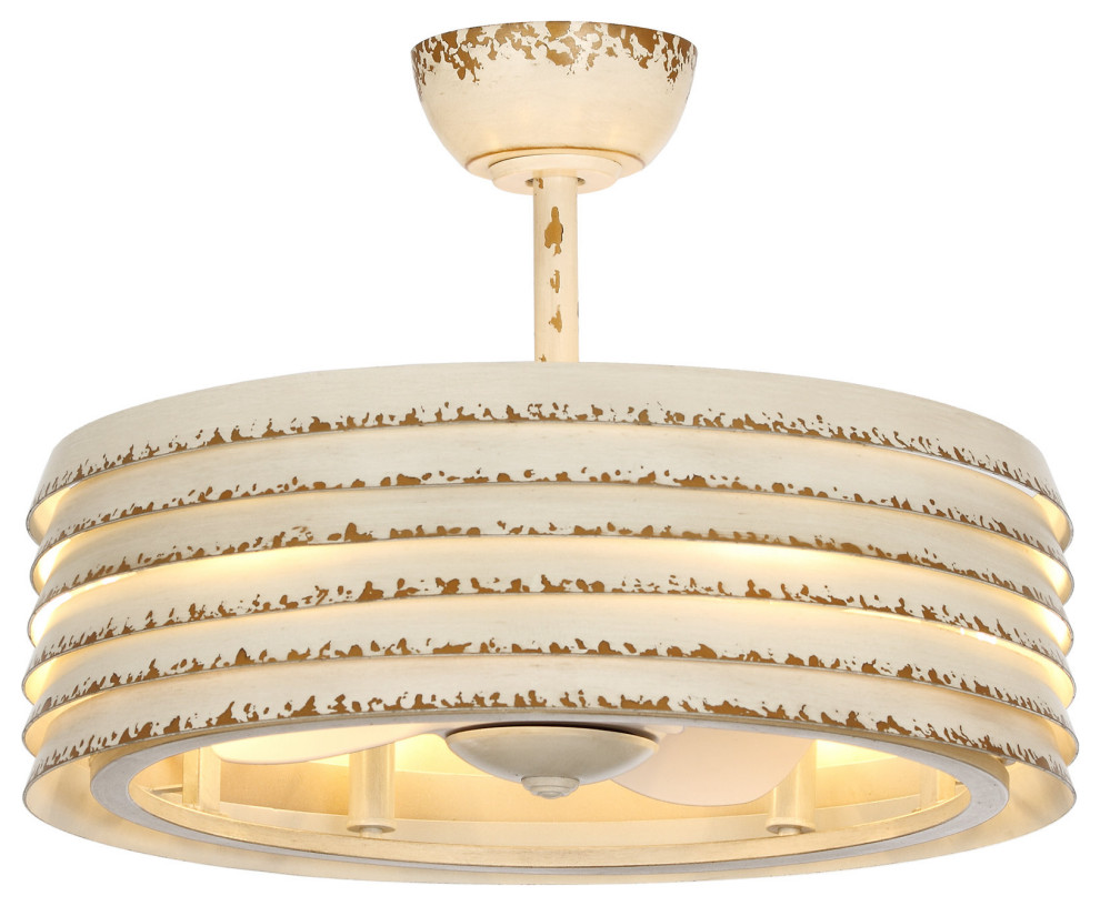 24.4 in Modern White Fandelier Cage Ceiling Fan with Remote,Reversible ...