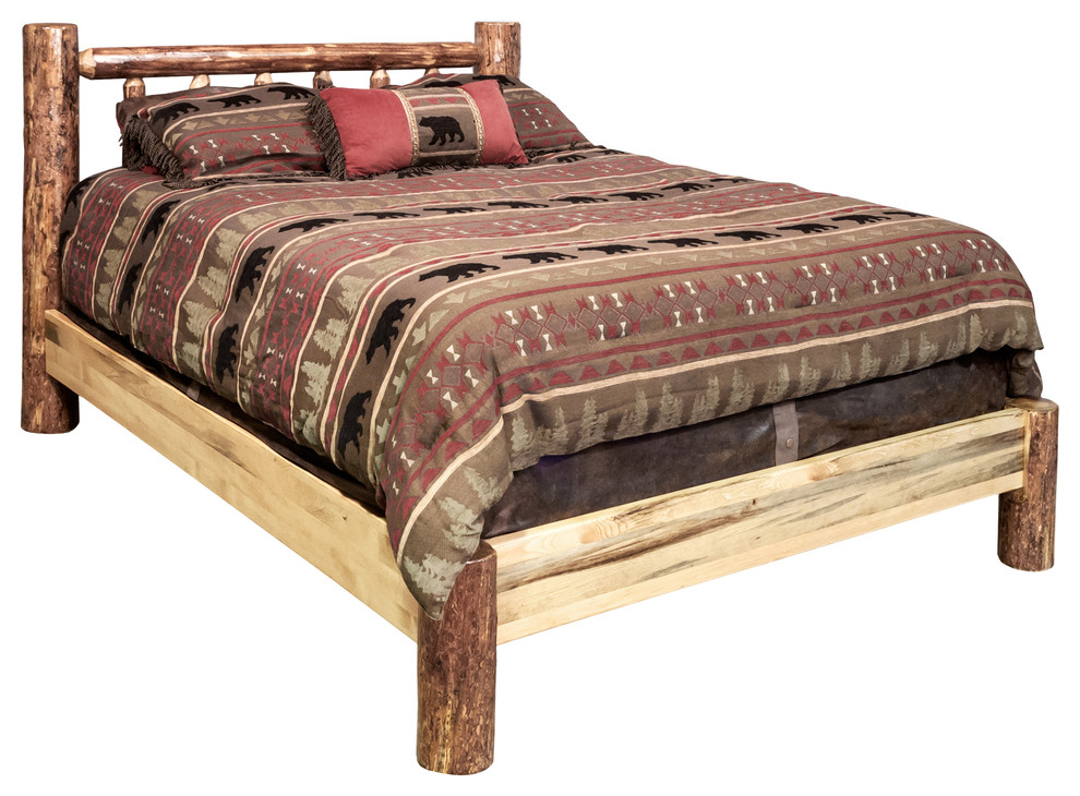 Glacier Country Collection Queen Platform Log Bed - Rustic - Platform ...