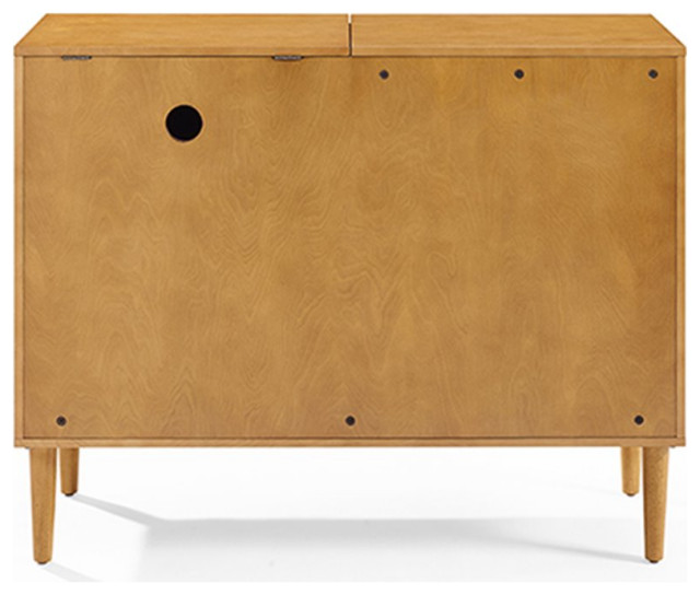 Pemberly Row Mid-Century Wood Media Console Table in Acorn Brown/Gold ...