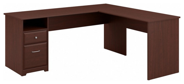 Atlin Designs 72" Contemporary Wood L Shaped Drawers Computer Desk in ...