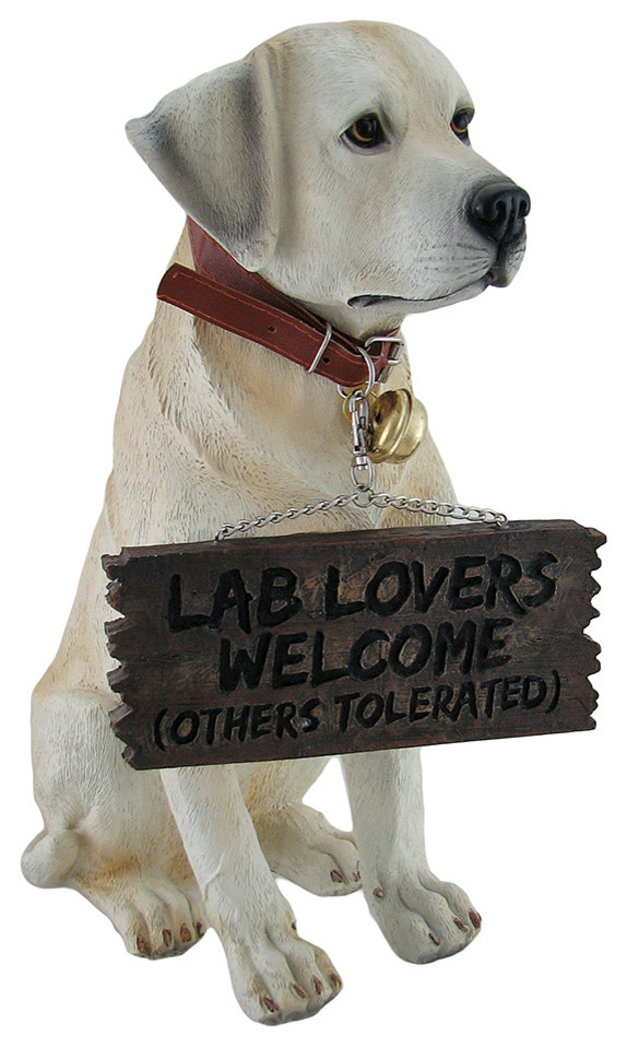 Labrador Retriever Garden Welcome Statue Reversible Sign Don't Stop ...