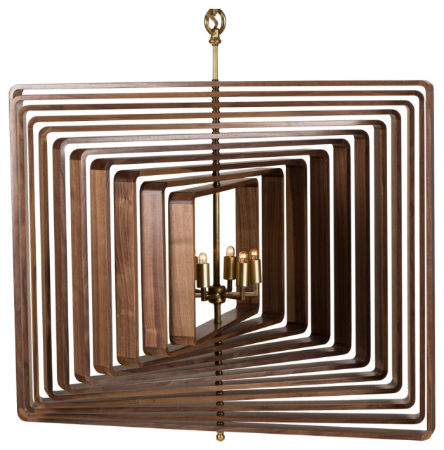 Eleven Layer Walnut Ceiling Light, Andrew Martin Spiral - Transitional ...