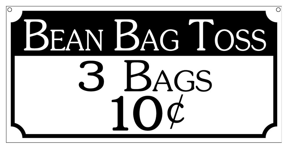 Bean Bag Toss 3 Bag 10C, Aluminum Retro Fair Carnival Park Sign, 6"x12 ...