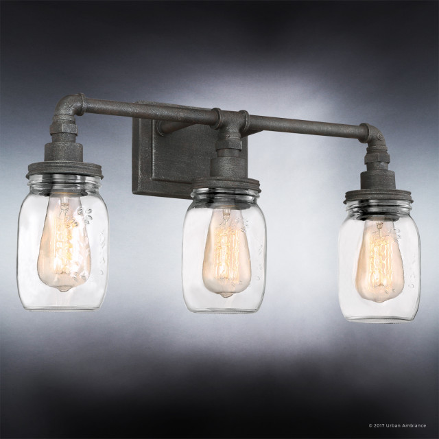 Luxury Industrial Black Iron Pipe Bathroom Light, UQL2662, Dallas ...