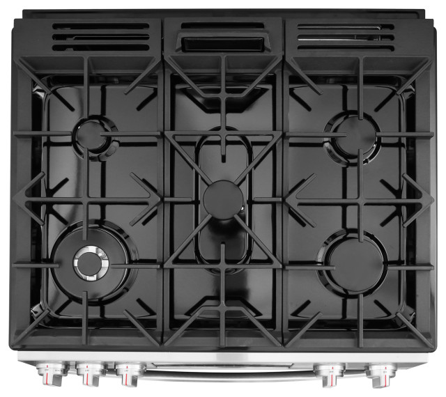 30 in. 6.1 cu. ft. Gas Range with 5 Sealed Gas Burners in Stainless ...