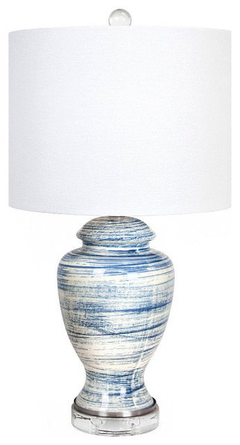 24.25" Blue and White Swirl Ceramic Urn Table Lamp - Contemporary ...