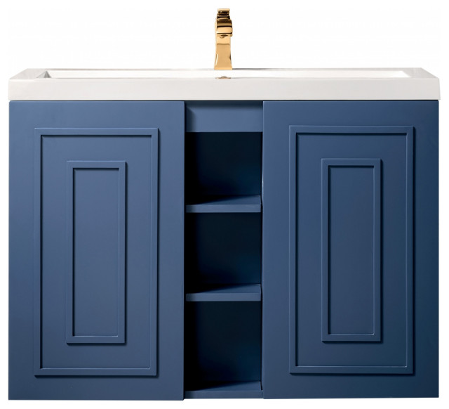 40" Modern Azure Blue Floating Single Sink Bathroom Vanity ...