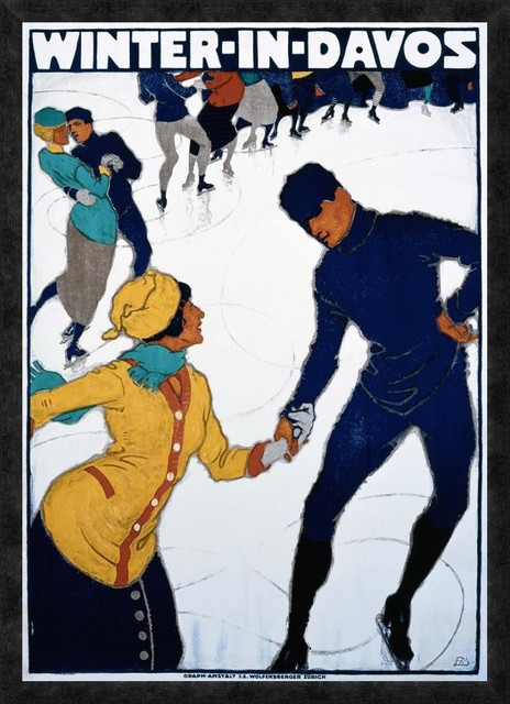 "Winter in Davos" Framed Canvas Giclee by Burkhard Mangold, 14"x18", 28 ...