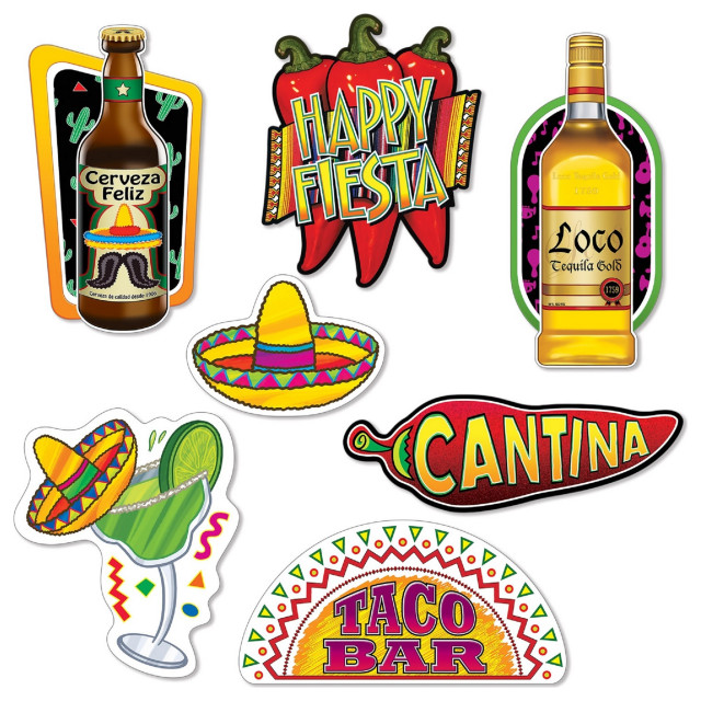 84-Pieces Colorful Fiesta Design Cutouts Wall Decoration 16.75” - by ...
