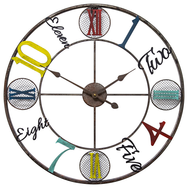 Whimsical Design Wall Clock - Industrial - Wall Clocks - by Homesquare | Houzz