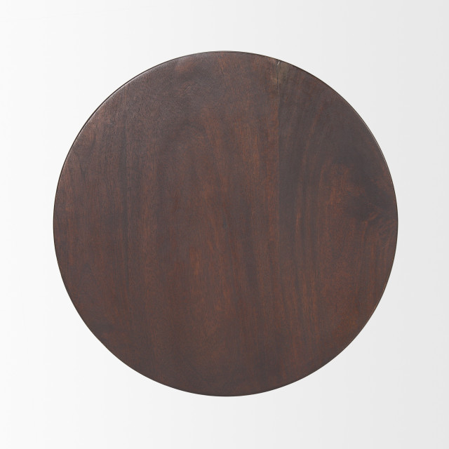 Novell Dark Brown Wood Pedestal Side Table - Transitional - Side Tables ...