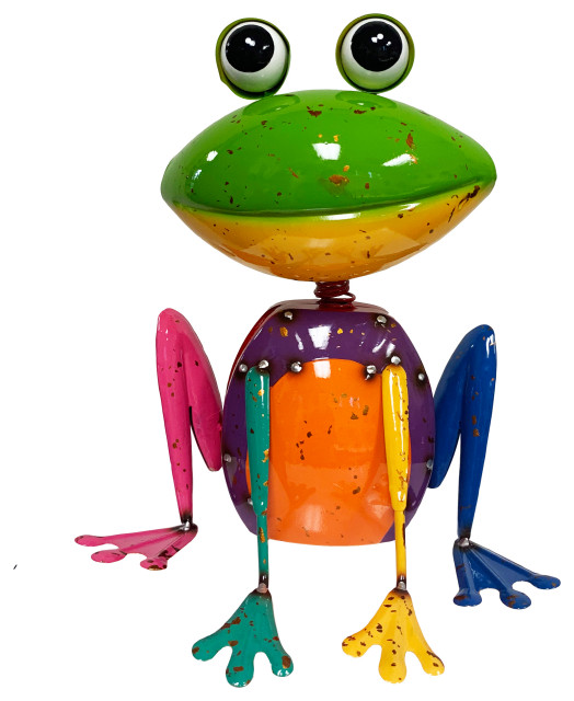 Colorful Green Frog Garden Statue Outdoor Patio Sculpture Yard Art ...