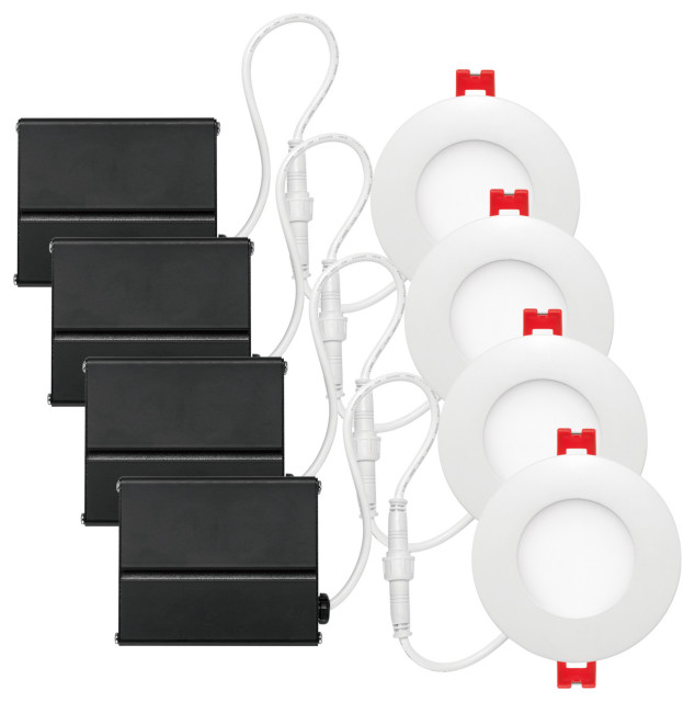 3" White Integrated LED Ultra Slim Recessed Lighting Kit, 4-Pack ...