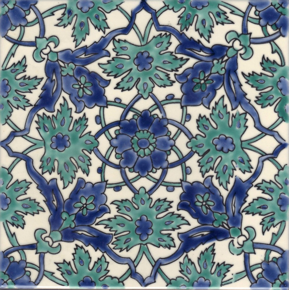 7.87"x7.87" Chiraz Emeraude Ceramic Tile, Set Of 10, 7.87"x7.87 ...