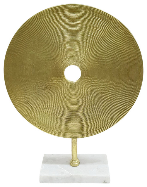 18" Disc On Marble Base, Gold - Contemporary - Decorative Objects And ...