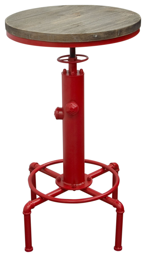 Adjustable Height Bistro Table With Weathered Grey Top and Red Powder ...