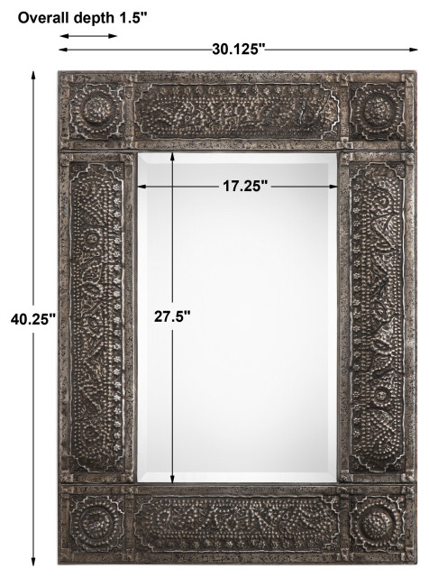 40" Farmhouse Brown Rectangle Mirror - Traditional - Wall Mirrors - by ...