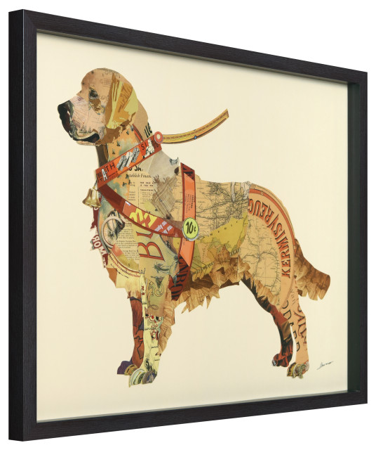 Golden Retriever Hand-made dimensional Collage, Shadow Box Frame ...