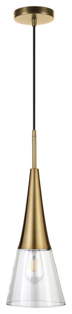 Myra 7.5 Wide Pendant with Glass Shade in Brass/Clear - Contemporary ...
