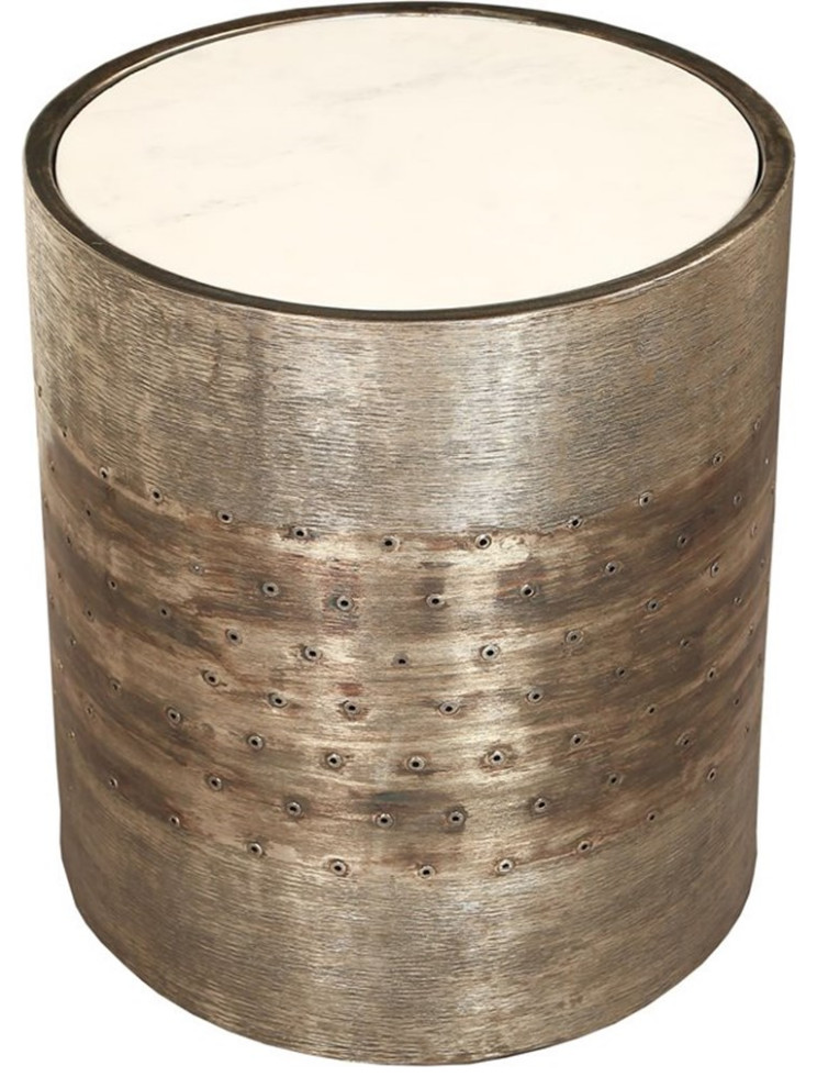 Riverside Furniture Ansel Round Aluminum Spot Accent Table in Banded ...