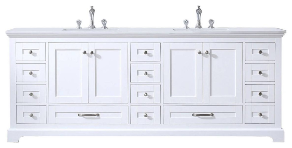 Dukes Modern White 84" Double Vanity With Quartz Top - Transitional ...