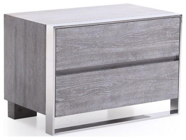 Modrest Arlene Modern Grey Elm Nightstand - Contemporary - Nightstands ...