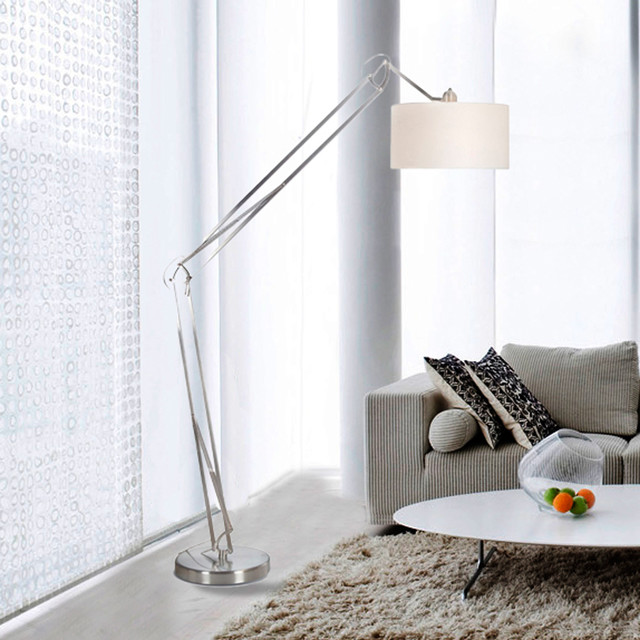 Architect Arched Adjustable Brushed Steel 86" Floor Lamp With Heavy ...