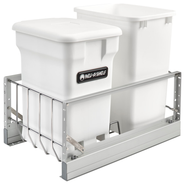 Aluminum Pull Out Trash and Compost Container With Soft Close, 14.75"W ...