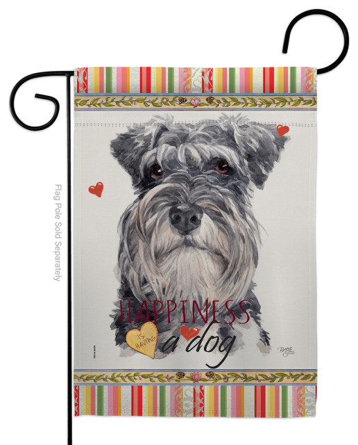 Miniature Schnauzer Happiness Nature Pets Garden Flag, 13" X 18.5" X 0. ...