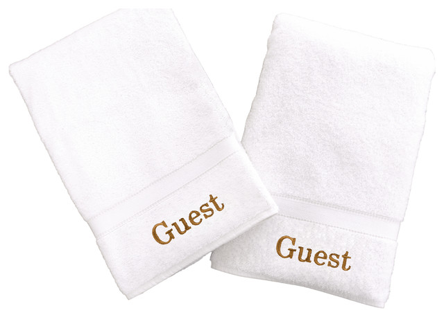 Guest Hand Towels, Set of 2, White - Contemporary - Bath Towels - by ...