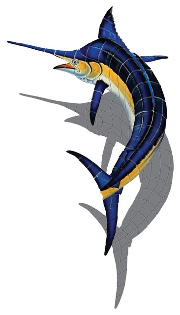 Marlin Ceramic Swimming Pool Mosaic, 67"x52" with shadow reverse ...