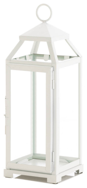 Medium Country White Open Top Lantern - Transitional - Candleholders ...