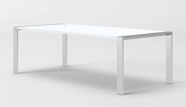 Rory Modern White High Gloss & Stainless Steel Chrome Dining Table ...