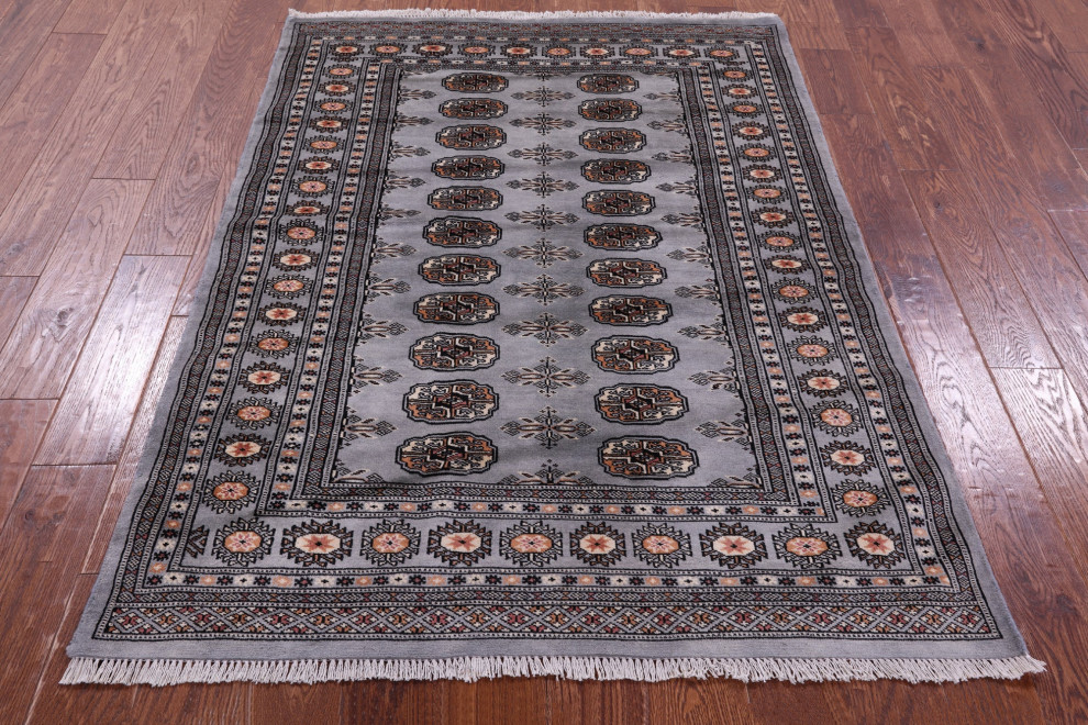Silky Bokhara Handmade Wool Rug 4' 0" X 5' 5" - Q21838, 4' 0" X 5' 5 ...