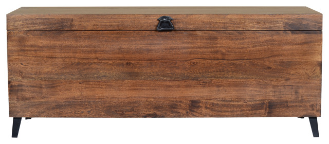 Landon Solid Acacia Hardwood 45'' Storage Trunk Chest, 45" - Industrial ...