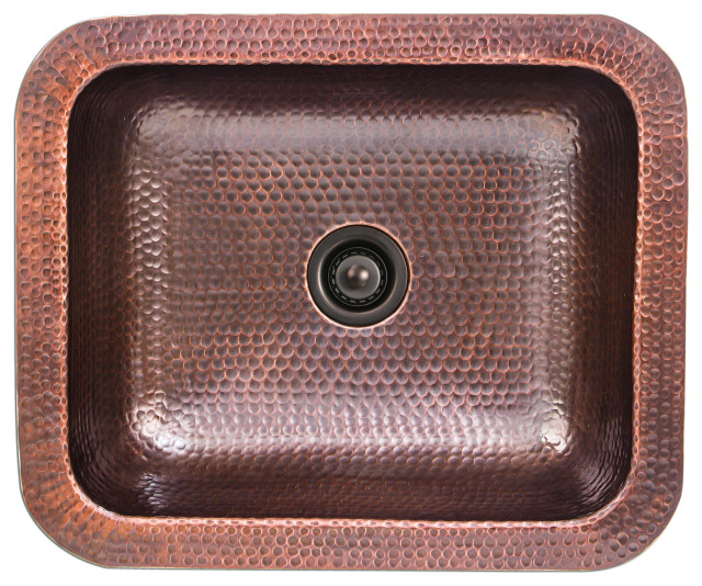 Nantucket Sinks REHC-2.5 Hammered Copper Rectangle Bar Sink, Lacquered ...