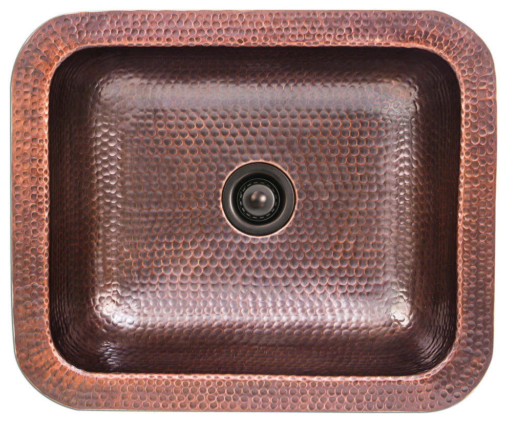 Nantucket Sinks REHC-2.5 Hammered Copper Rectangle Bar Sink, Lacquered ...