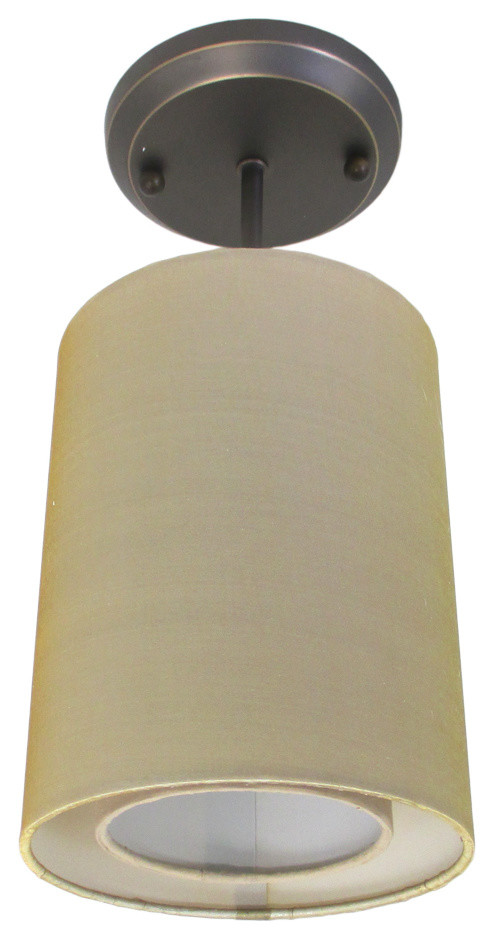 Olde Bronze Semi Flush Ceiling-Light With Opaque and Taupe Shade ...