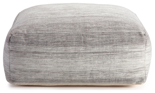 Classic Pouf, Extra Large Design With Patterned Upholstery, Ivory Off ...