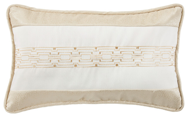 Chain Link Embroidery Pillow on Champaign Bubble Jacquard , 18"x18 ...