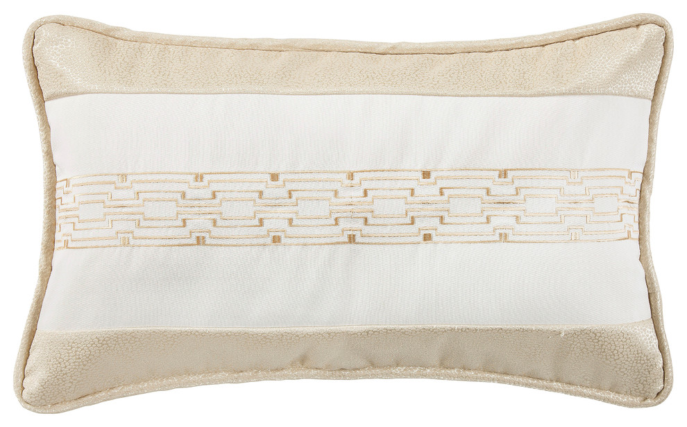 Chain Link Embroidery Pillow on Champaign Bubble Jacquard , 18"x18 ...