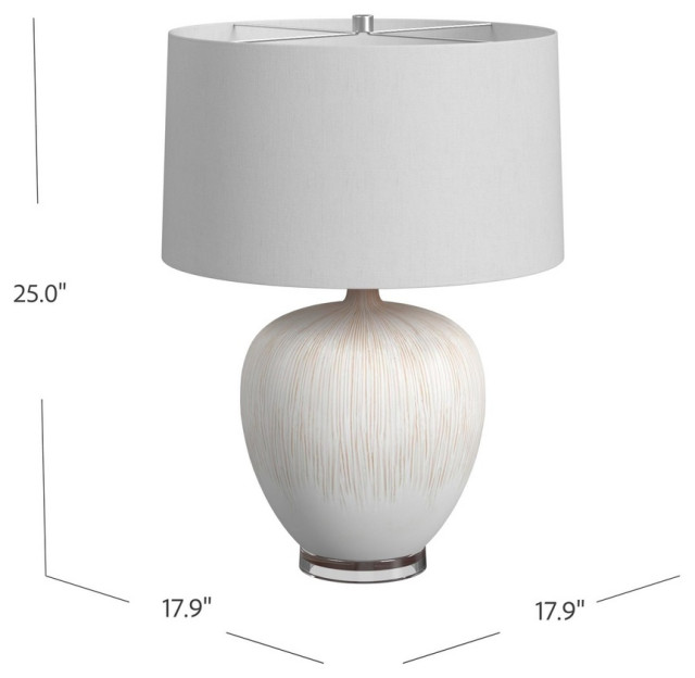 Beige Ceramic Table Lamp with Grooved Texture - Transitional - Table ...