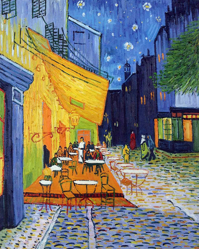 Cafe Terrace at Night, 16X20 - Modern - Paintings - by overstockArt | Houzz