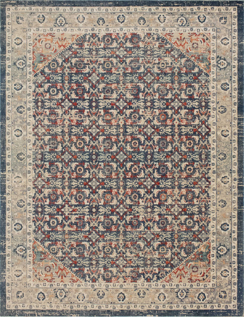 Noori Rug Low-Pile Rivaj Blue/Gray Rug, 4'2" x 6'0" - Mediterranean ...