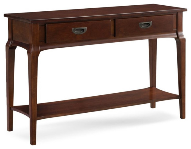 Leick Home Stratus Two Drawer Sofa Table in Heartwood Cherry ...