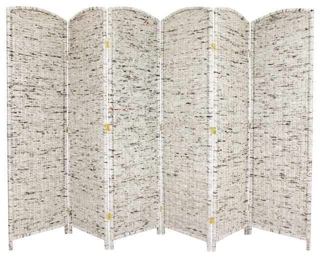 Classic Room Divider, Brass Hinged Recycled Newspaper Panels, White ...