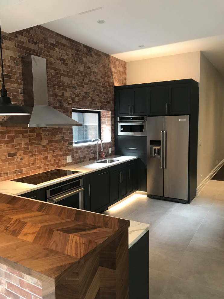 Navy Blue / Brick Modern Kitchen - Modern - Kitchen - New York - by NYC ...