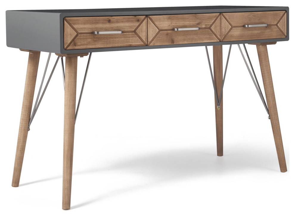 Modern Desk, Multifunctional Design With Angled Legs & 3 Spacious ...