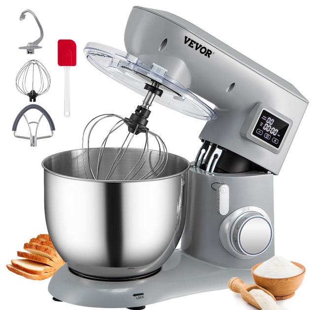 VEVOR 450W Stand Mixer 6-Speed Tilt-Head Dough Mixer 7.4 Qt Bowl 3 ...